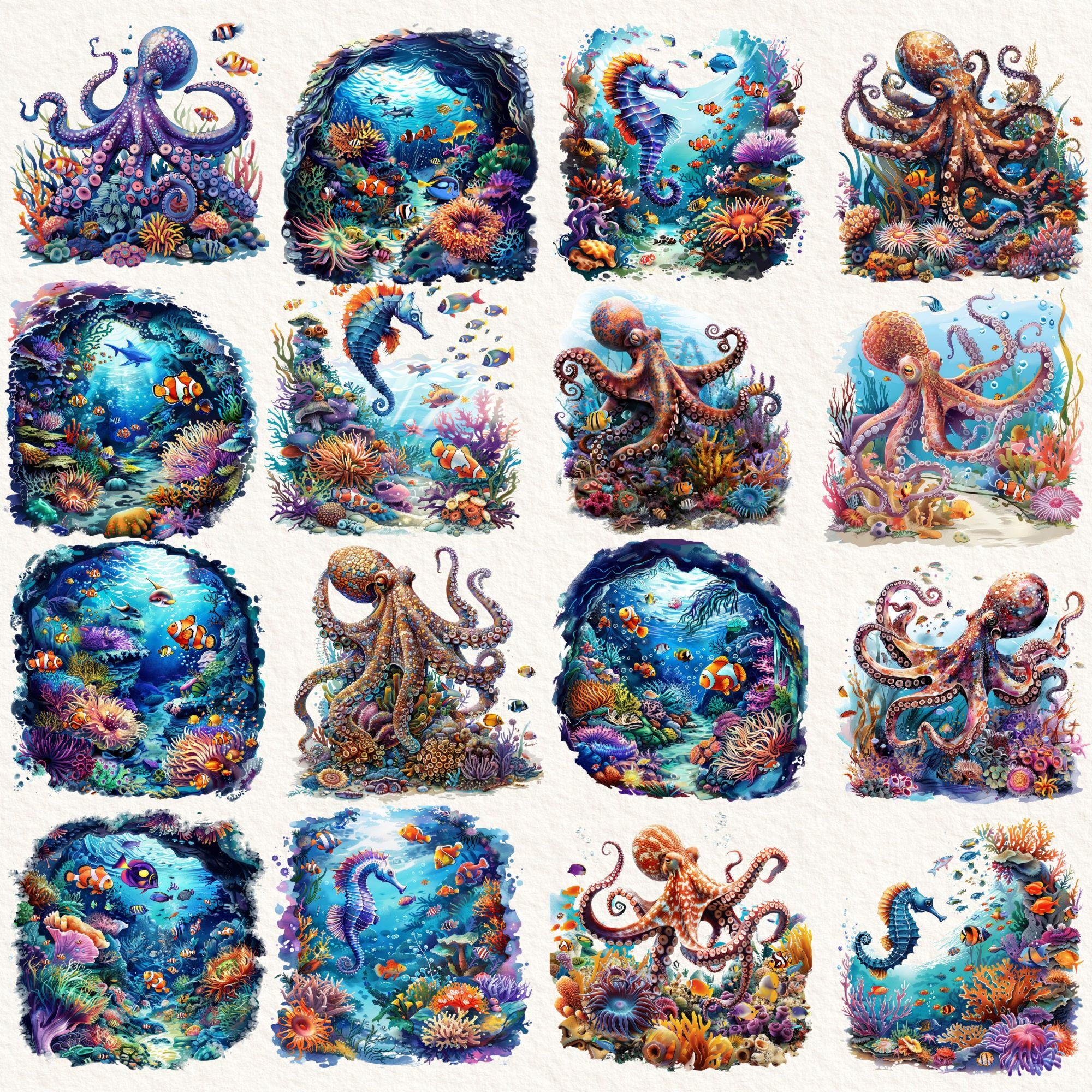 Under the Sea Clipart Bundle, Ocean Clipart, Magical Sea Png ...
