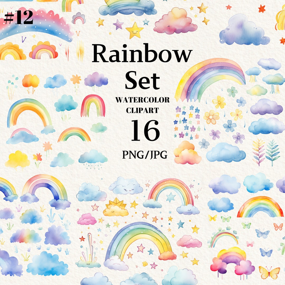 Rainbow Set Watercolor Clipart, Rainbow Bridge Clipart, Spring Clipart ...