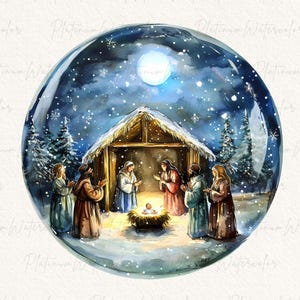 Nativity Set Clipart Bundle, Watercolor Christmas Clipart, Transparent ...