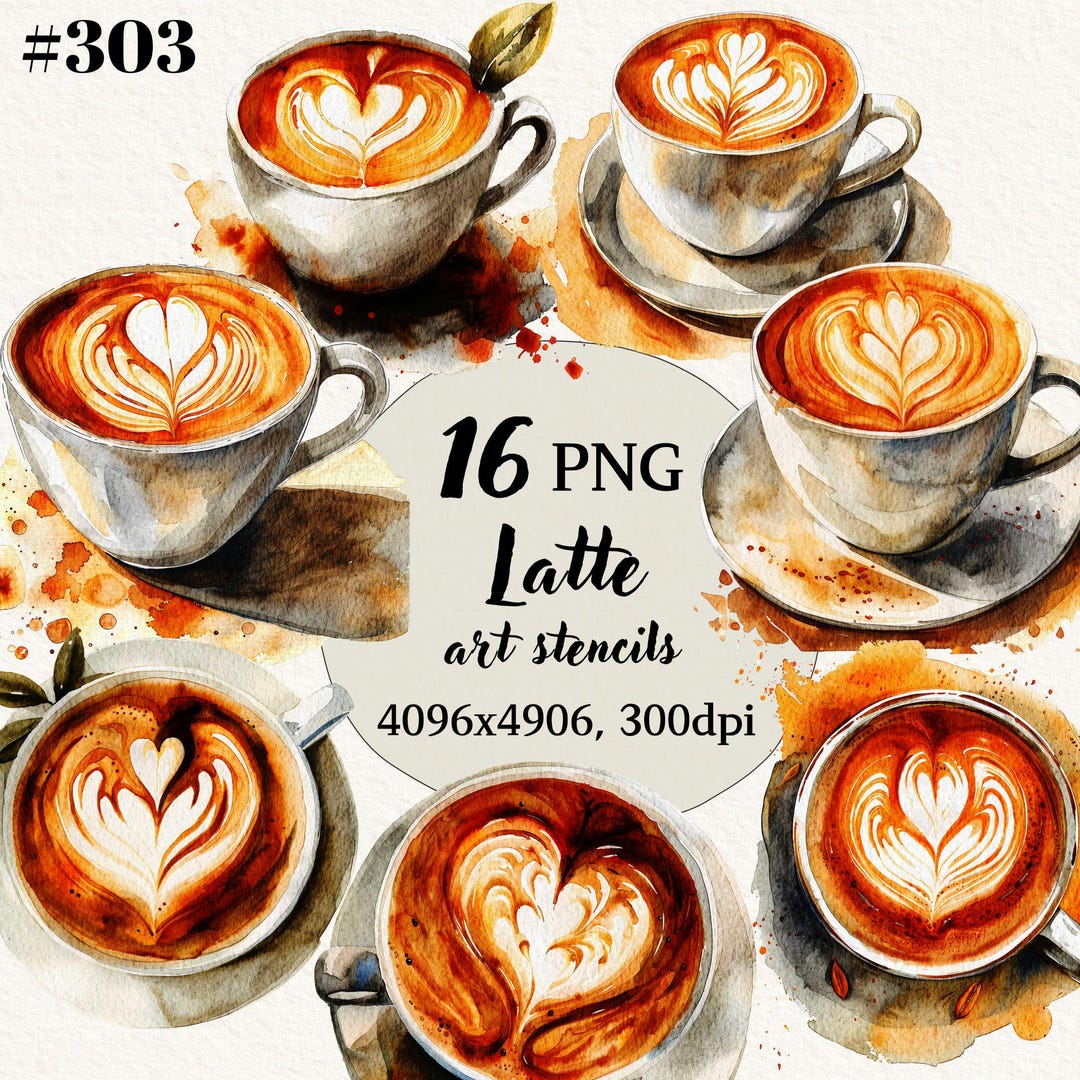 Latte Art Stencils Clipart Cundle, Coffee Cup Clipart, Transparent ...