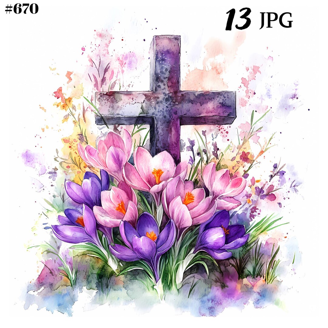 Cross Among Spring Flowers, 13 JPG, Christian Cross With Blooming ...