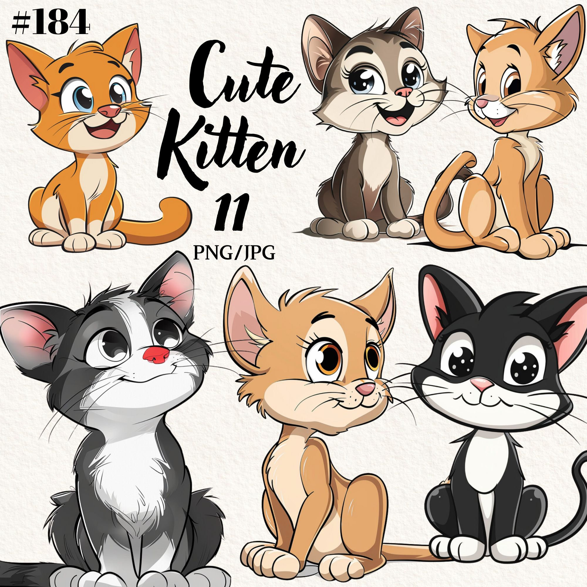 Cat Clipart Bundle, Cute Kitten Clipart, Kids Png, Transparent ...