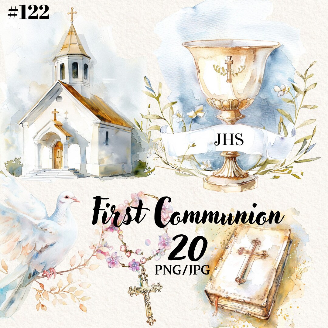 First Communion Fnvitation, First Holy Communion, Catholic Watercolor ...