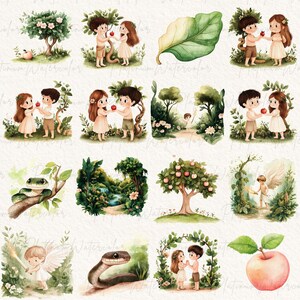 Adam and Eve Clipart Bundle, Bible Study PNG, Transparent Background ...
