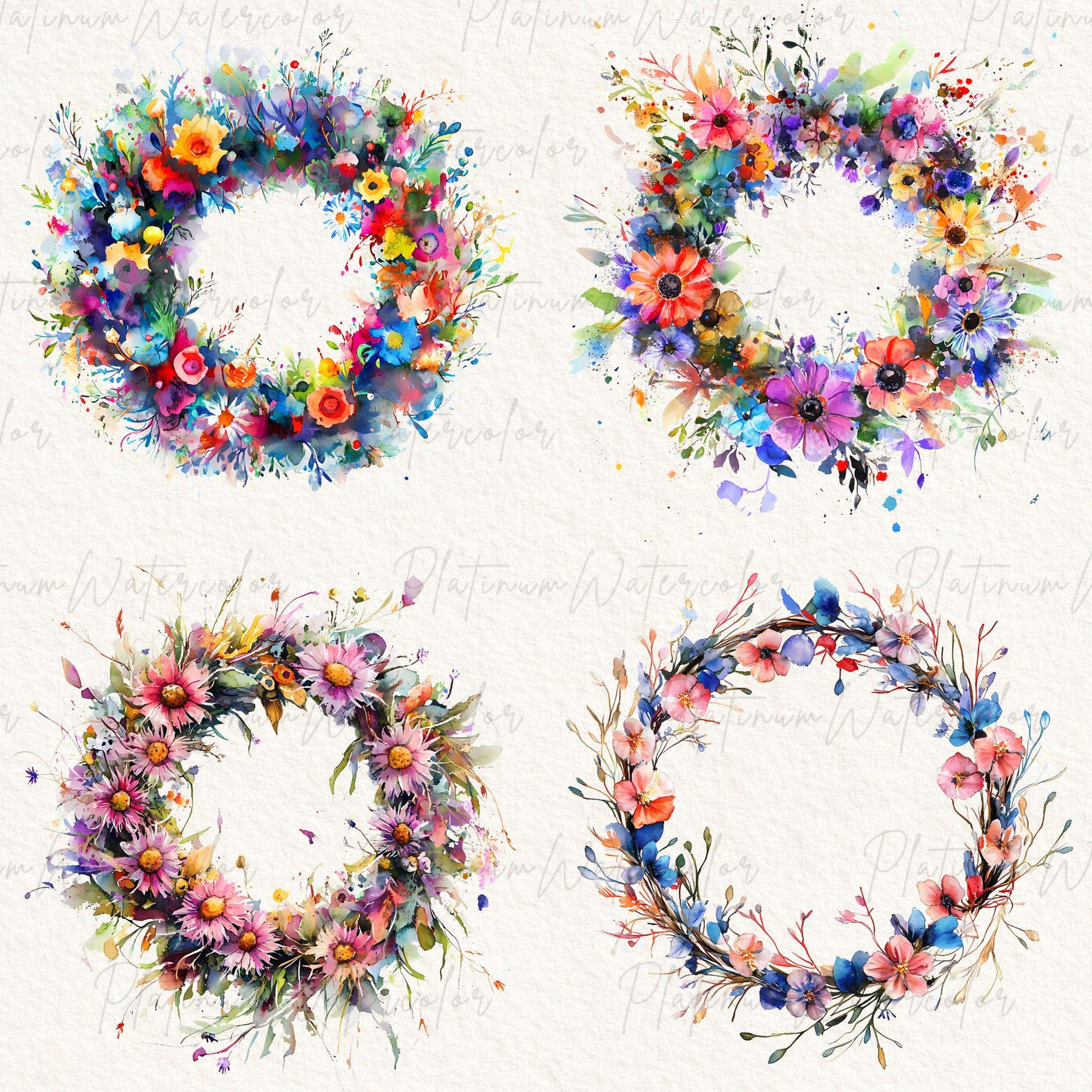 Easter Wreath PNG, Spring Wreath Clipart, Clipart Bundle - Perfect for ...