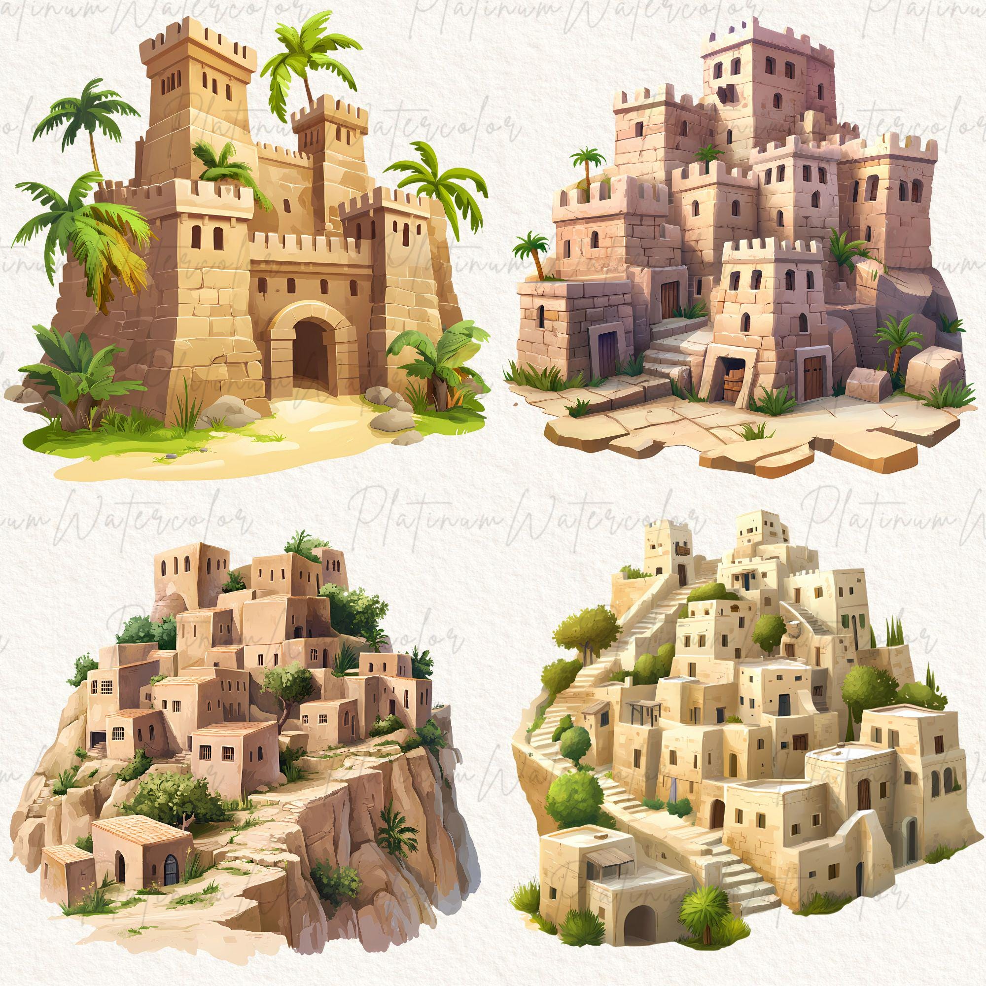 Old Testament City Jericho Clipart Bundle, Bible Study, Transparent ...