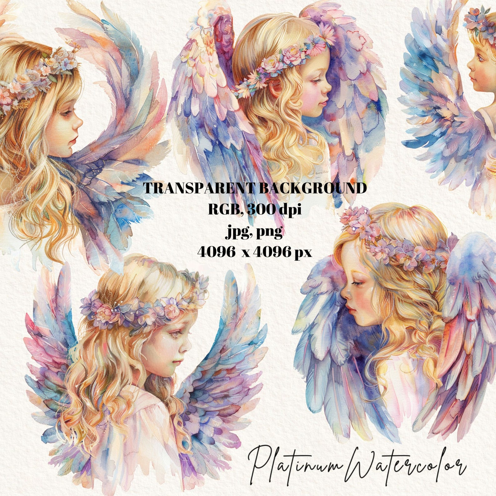 Cute Angel Watercolor Clipart , Angel Babies Png Bundle Design, Angel ...