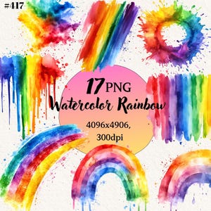 Rainbow Clipart Bundle, Watercolor Rainbow Png, Rainbow Wall Art ...