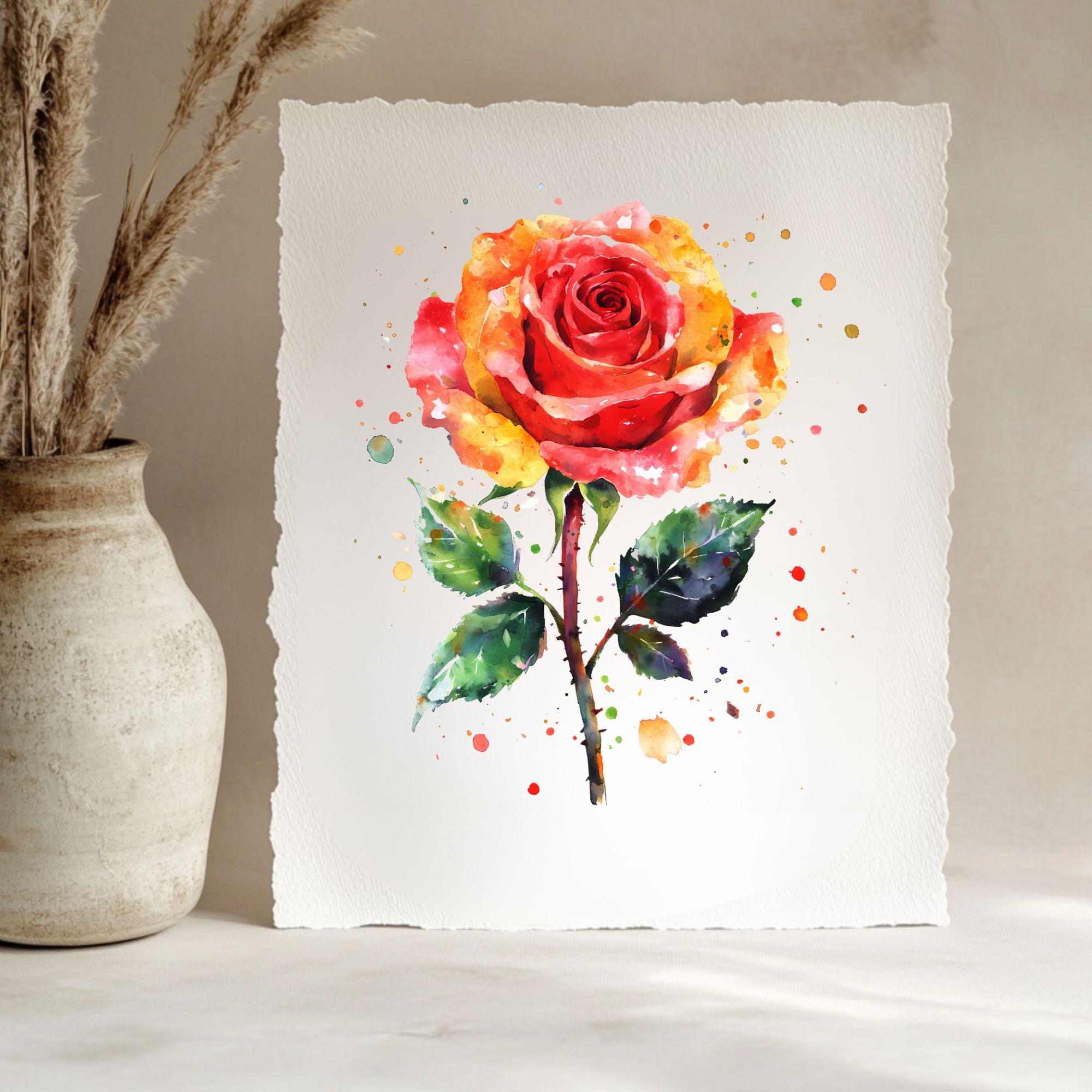 Watercolor Rose Clipart, Watercolor Flower Collection - Instant ...