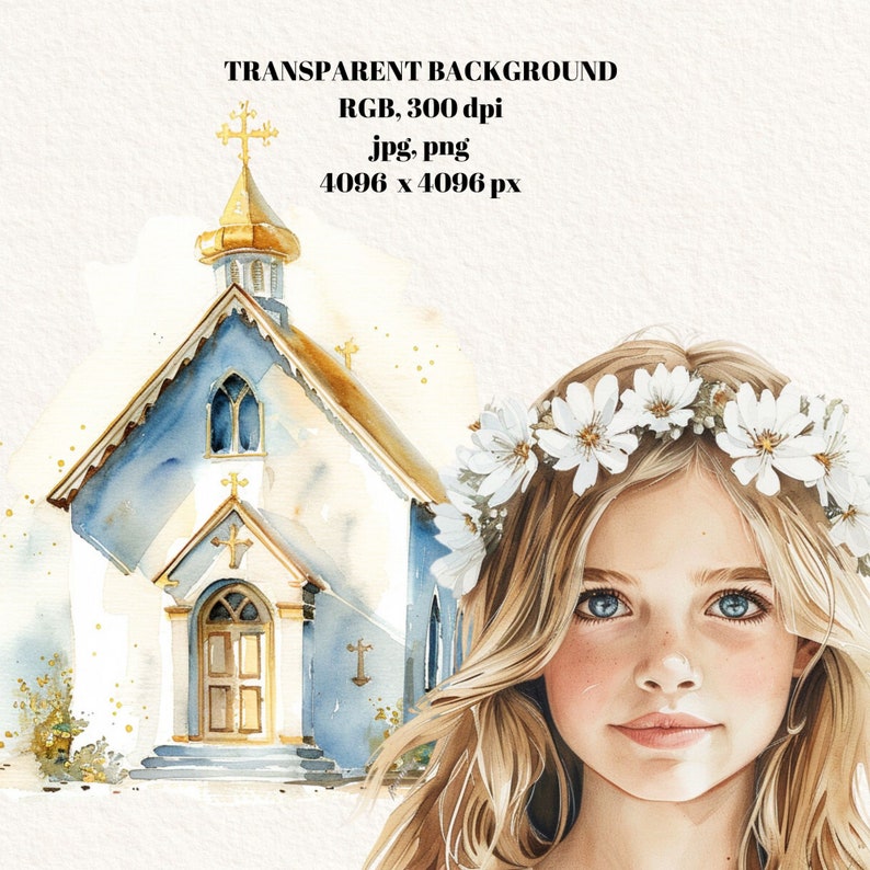 First Communion Clipart, First Holy Communion Clipart, Watercolor Clip ...