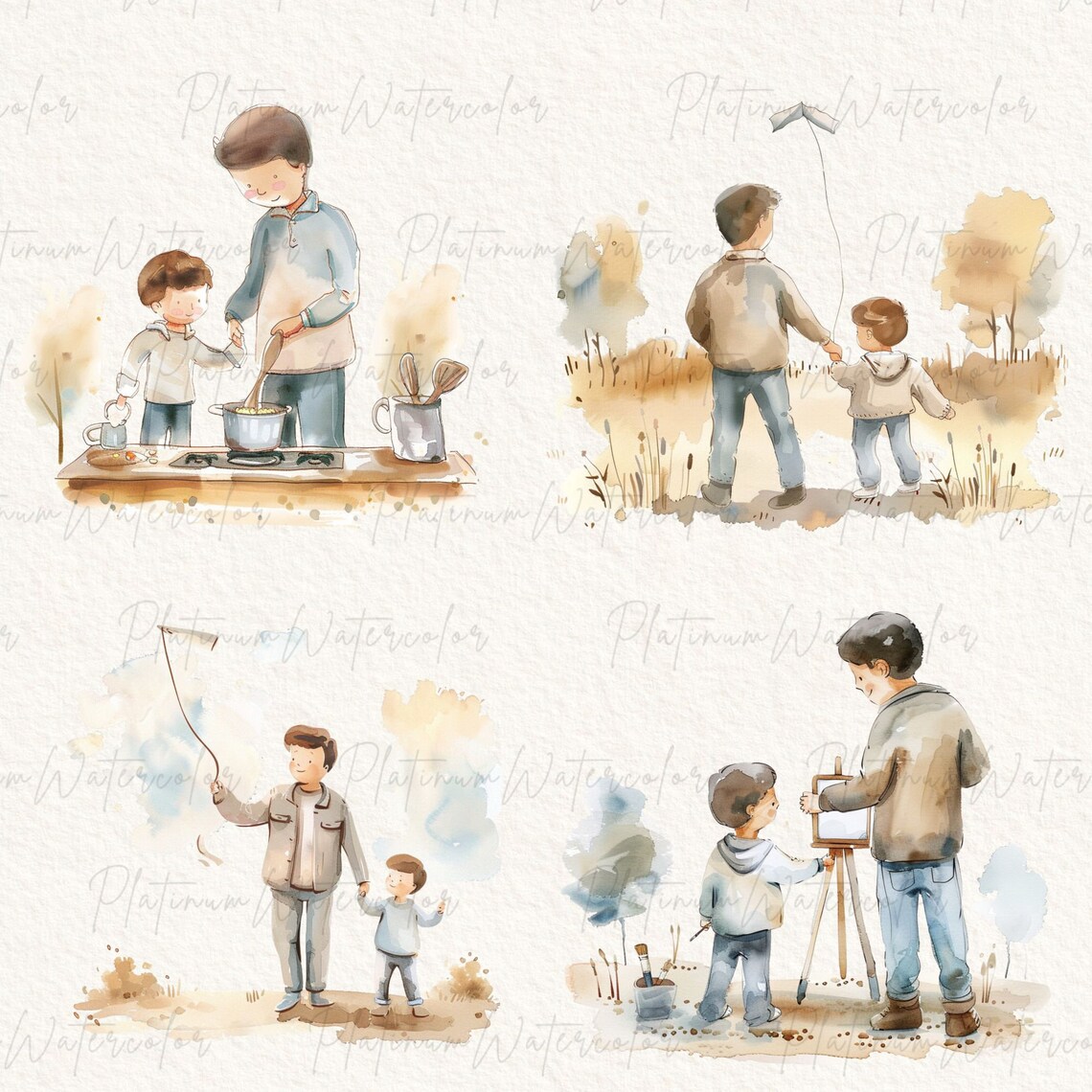 Dad Png, Fathers Day Png, Father and Son Clipart Bundle, Transparent ...