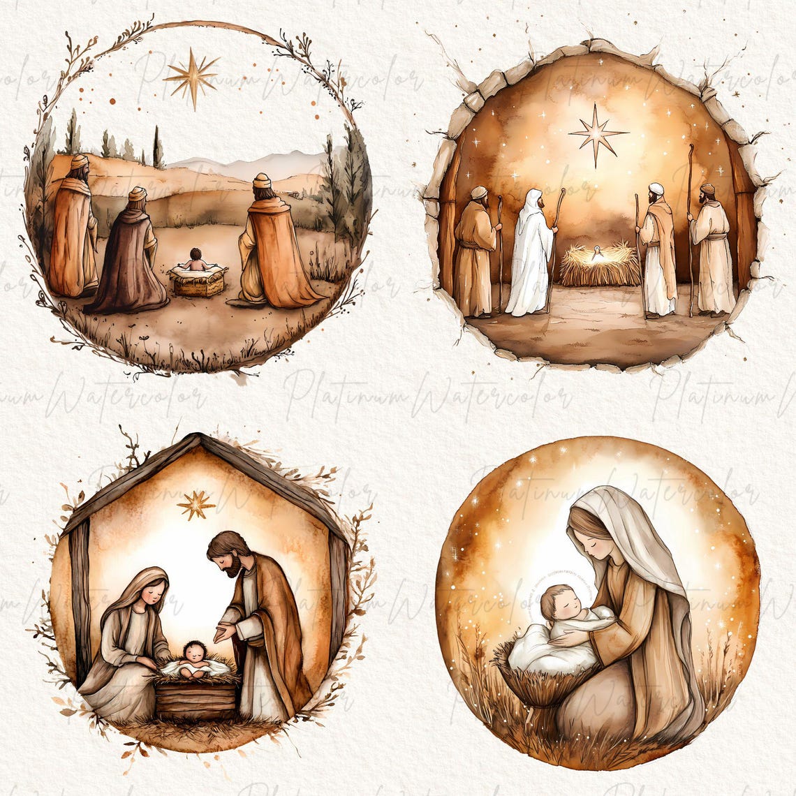 Nativity Set Clipart Bundle, Nativity Scene PNG, Transparent Background ...