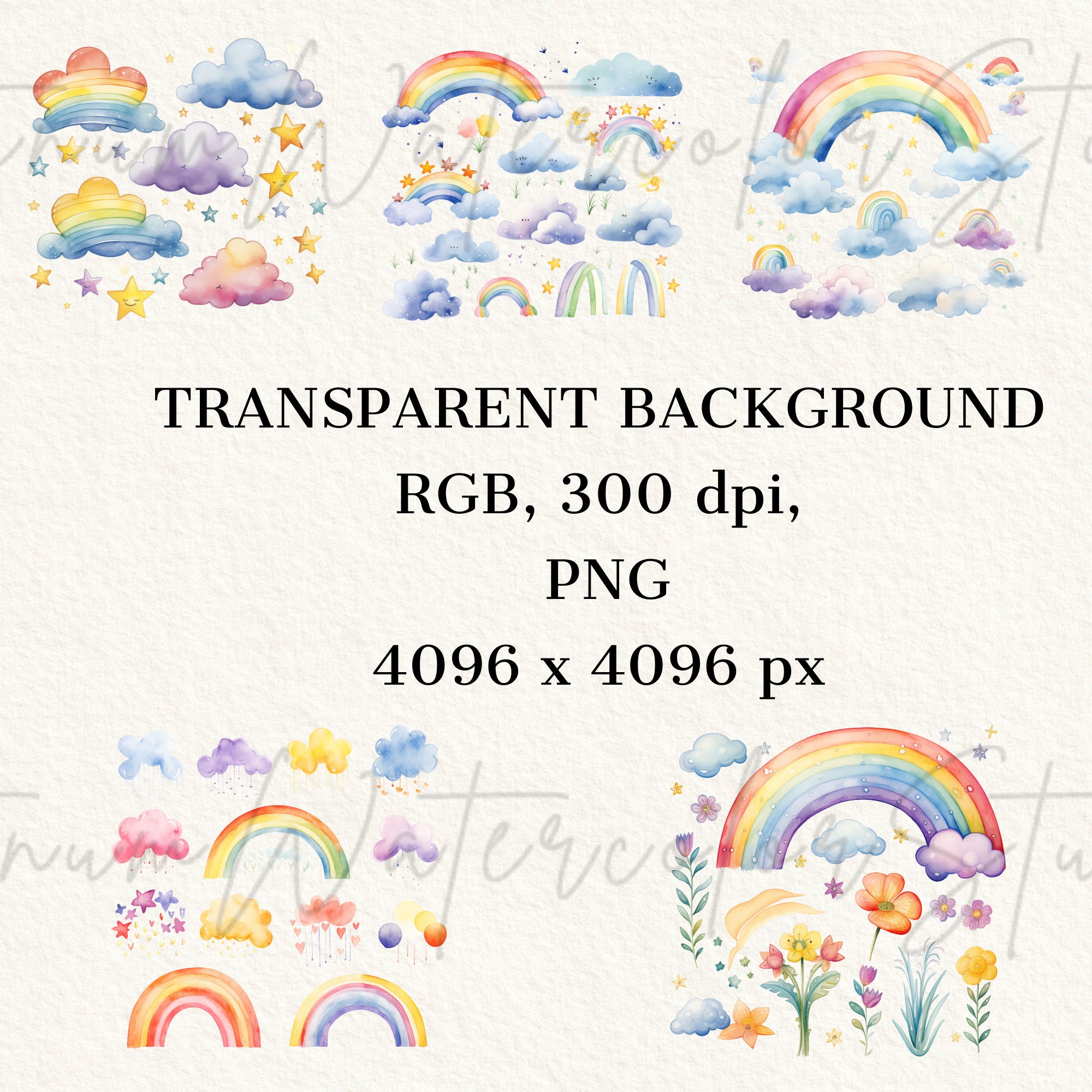 Rainbow Set Watercolor Clipart, Rainbow Bridge Clipart, Spring Clipart ...