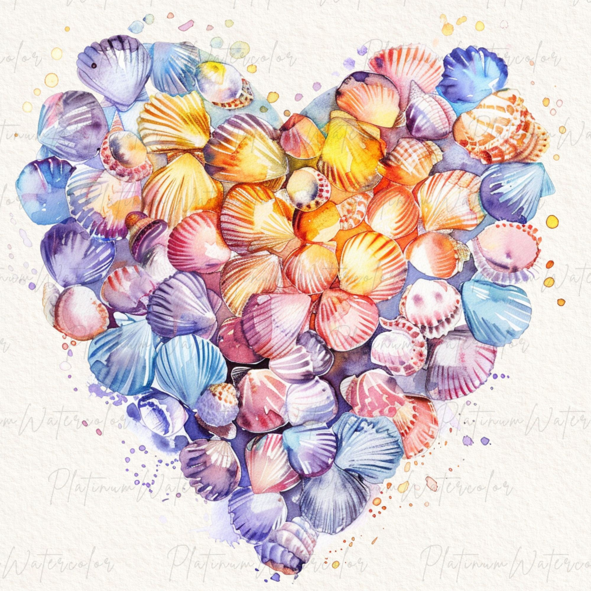 Seashell Heart Clipart Bundle, Ocean Clipart, Summer Clipart ...