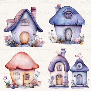 Fairy House Clipart Bundle, Garden Gnome House, Transparent Background ...