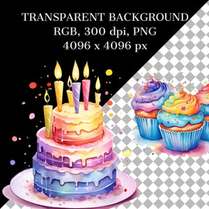 Birthday Party Cake Clipart Png, Clipart Bundle Party, Birthday Cards ...