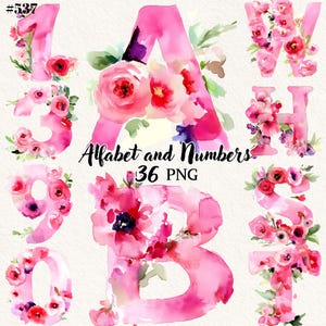 Floral Alphabet Clipart, Letter Png, Alphabet Art, Digital Numbers ...