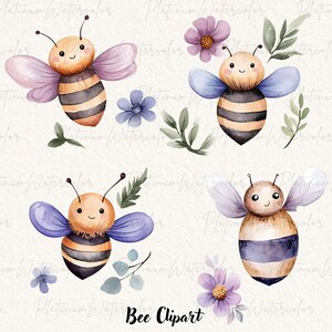 Watercolor Bee Clipart Bundle, Bee Png, Charming Bee Watercolor Clipart ...