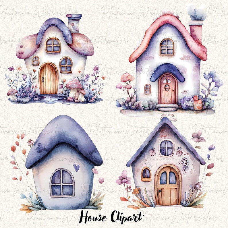 Fairy House Clipart Bundle, Garden Gnome House, Transparent Background ...