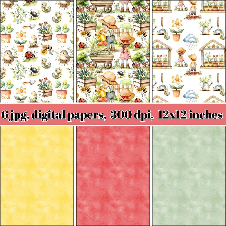 Gardening Equipment Clipart Bundle, Gardening Watercolor PNG and ...