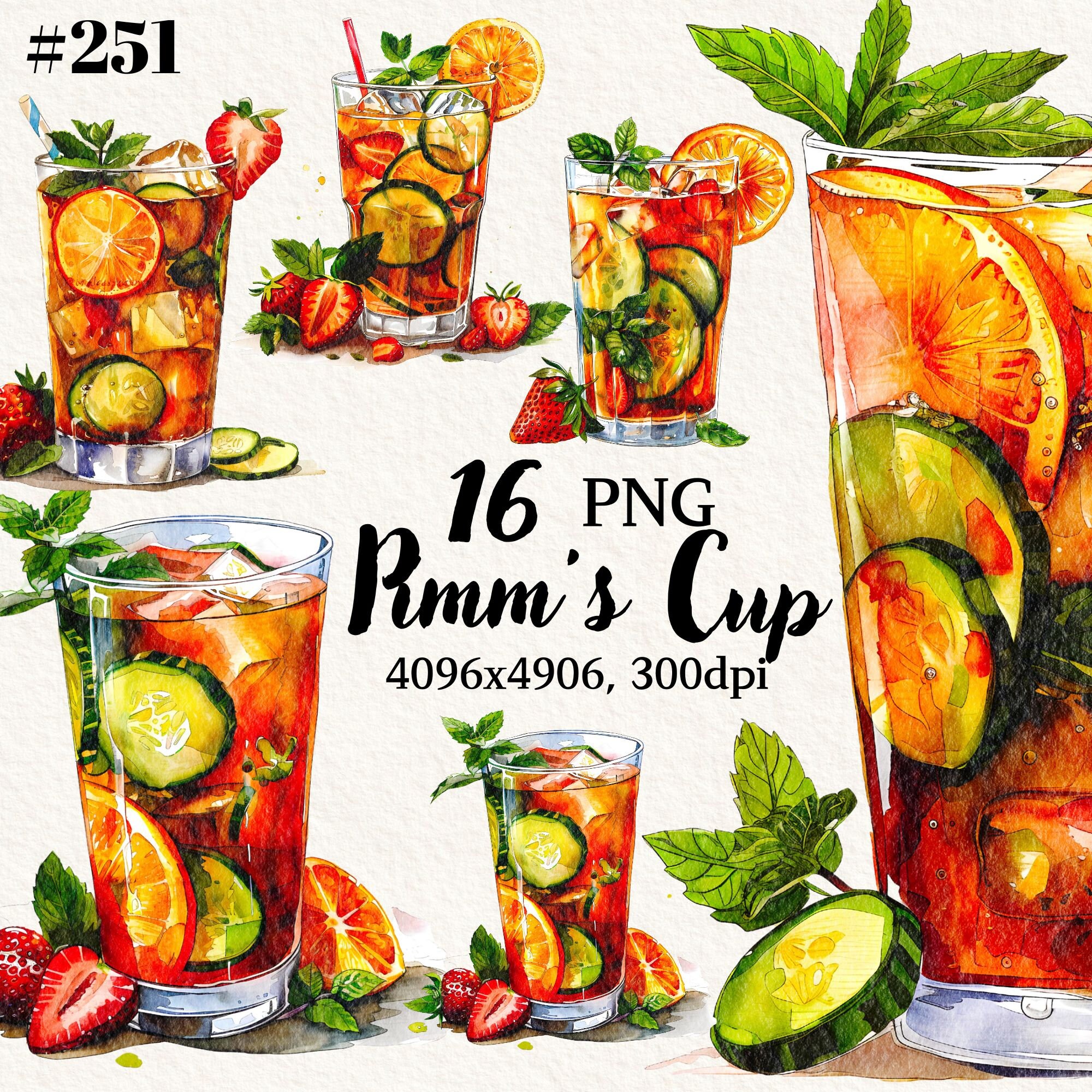 Pimm's Cup Clipart Bundle, Cocktail Menu, Signature Drink Sign, Summer ...