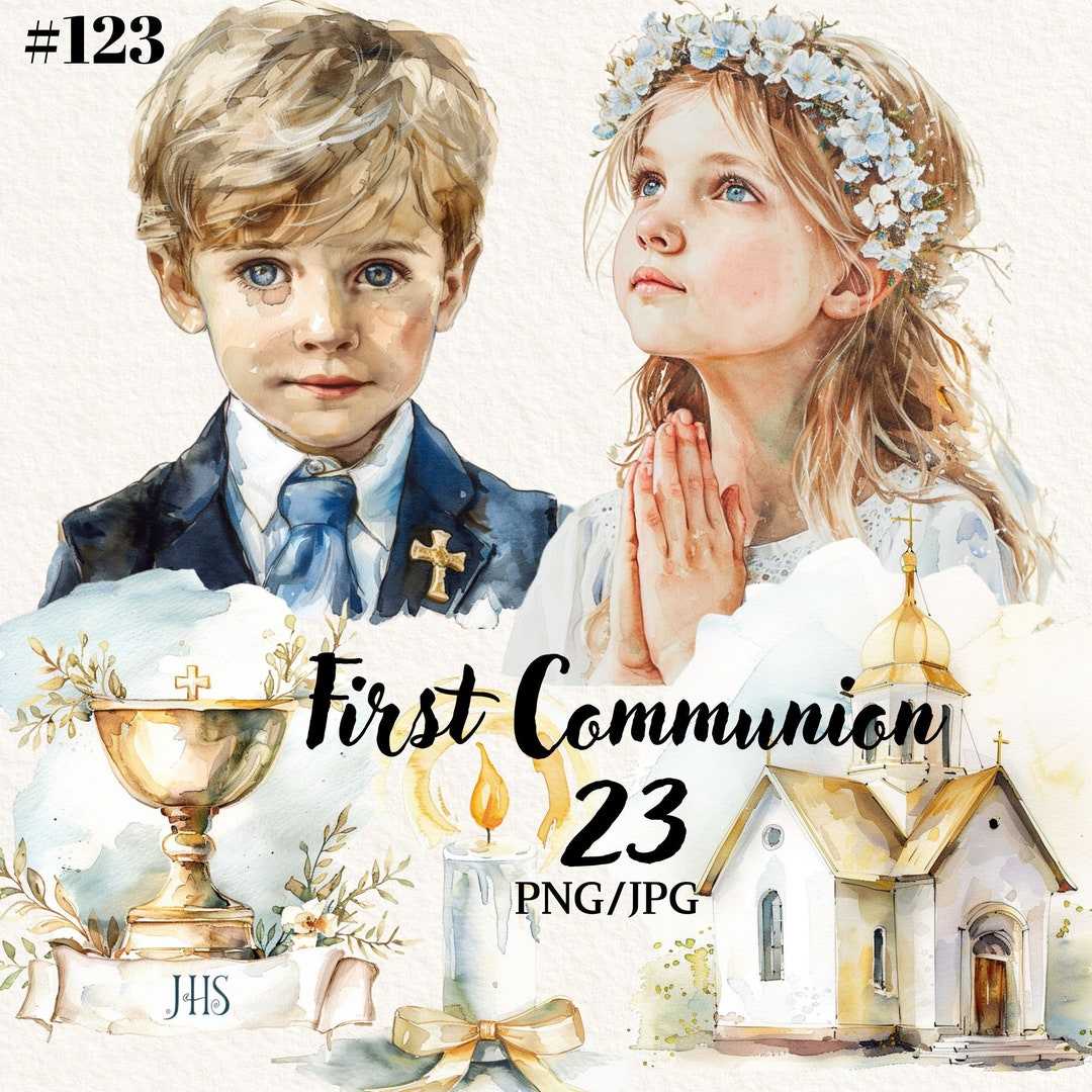Catholic Watercolor, First Communion Elements, First Holy Communion ...