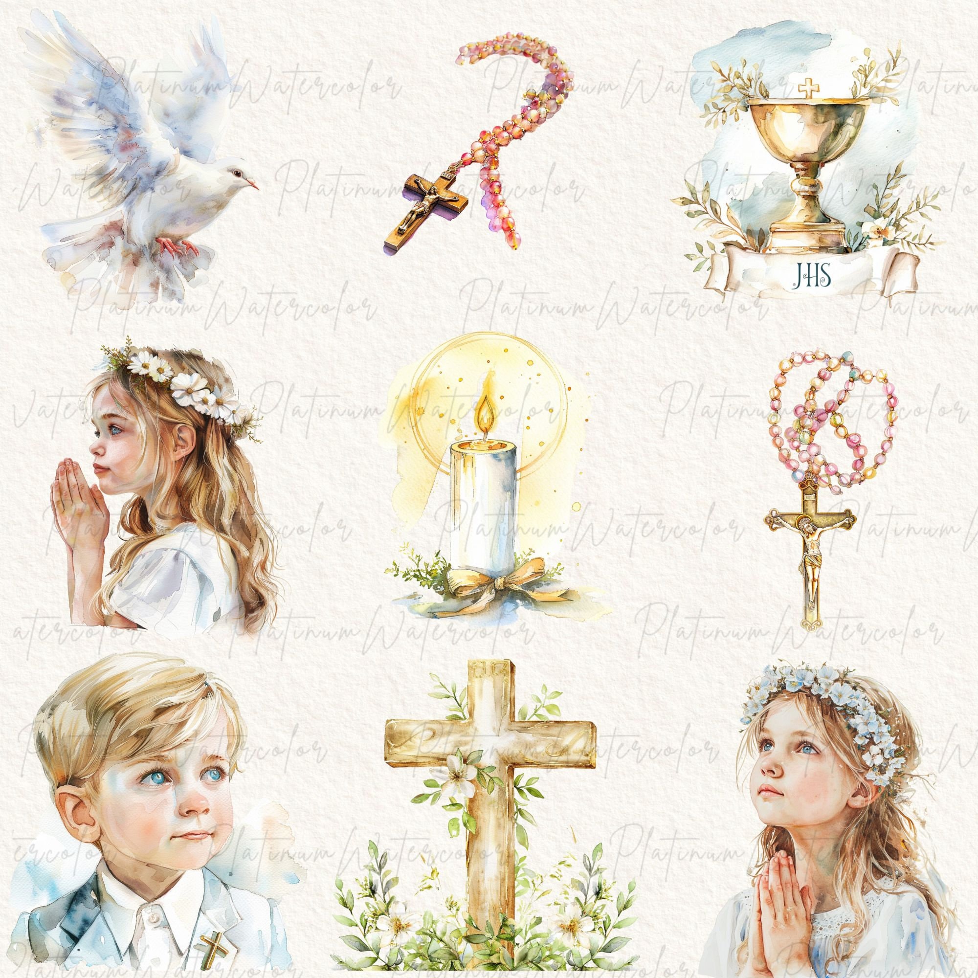 Catholic Watercolor, First Communion Elements, First Holy Communion ...