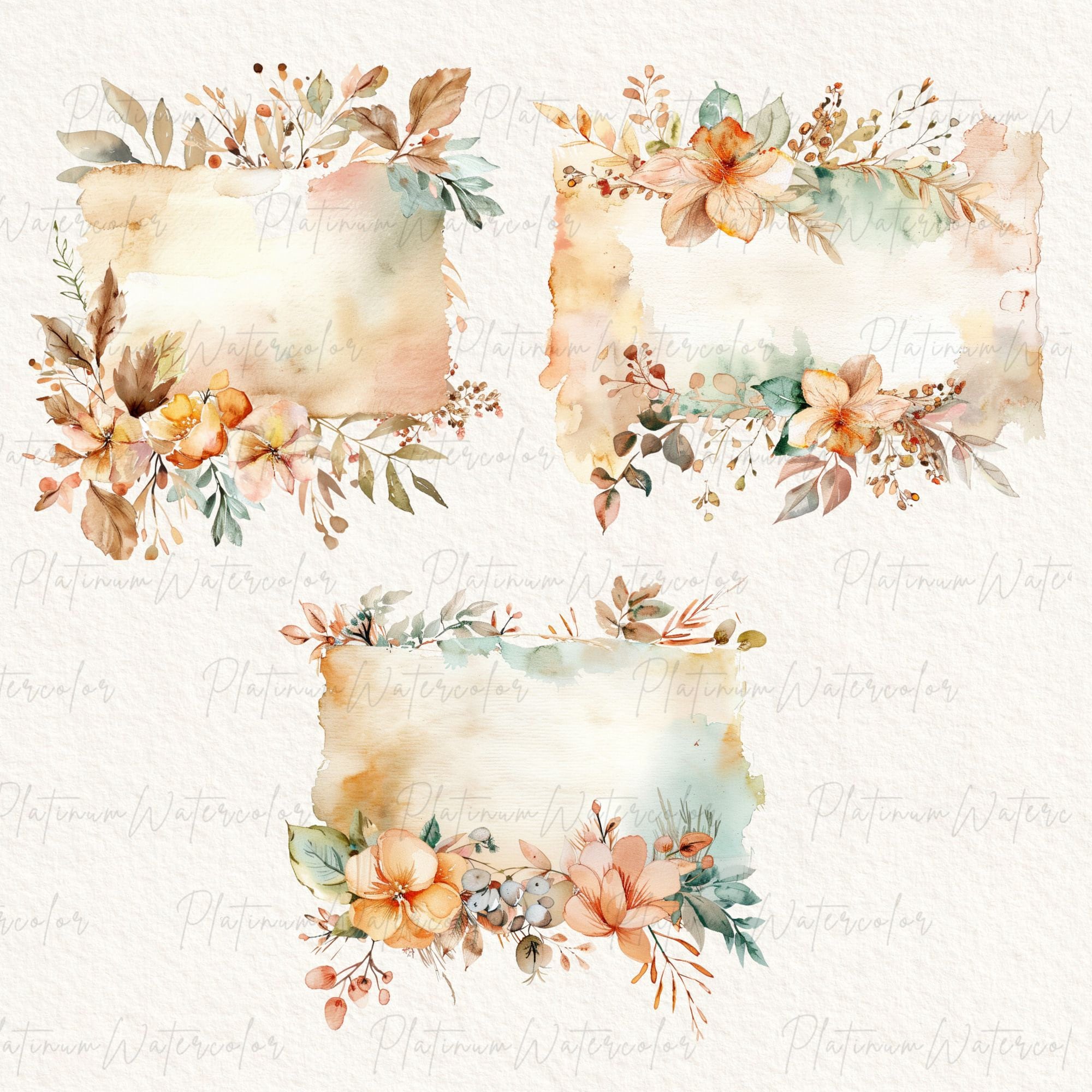 Watercolor Flowers Label PNG Grafic, Wedding Flowers Invitation Clipart ...