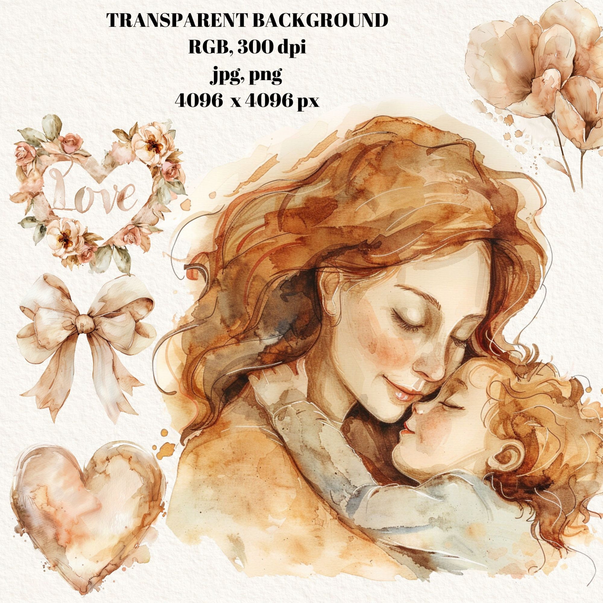 Mothers Day Clipart Bundle, Mom Png, Family Clipart, Transparent ...