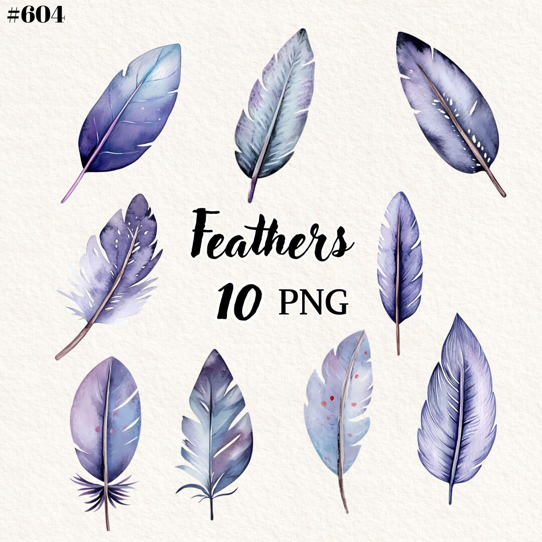 Feather Clipart Bundle, Feather Png, Whimsical Watercolor Feather ...