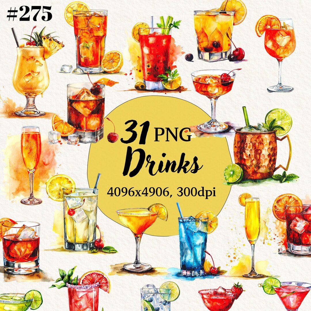 Drinks Clipart Bundle, Cocktail Menu, Signature Drink Sign, Summer ...