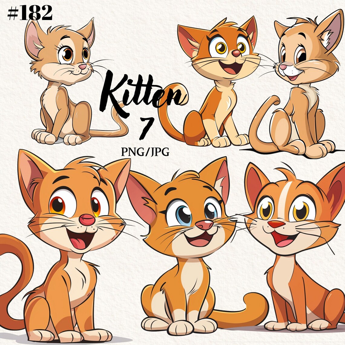 Clipart for Kids, Kitten Clipart Bundle, Brown Kitten Png, Transparent ...