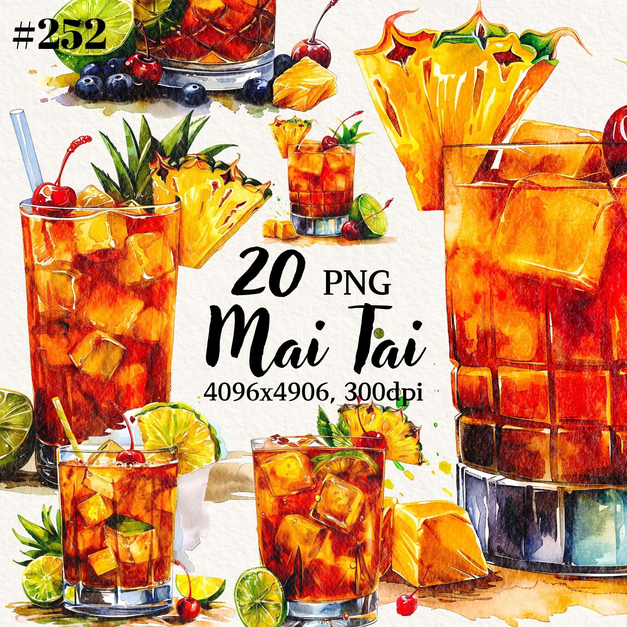 Mai Tai Clipart Bundle, Signature Drink Sign, Bar Menu, Drink ...