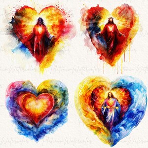 Watercolor Heart of God Clipart Bundle, Heart of God PNG, Transparent ...