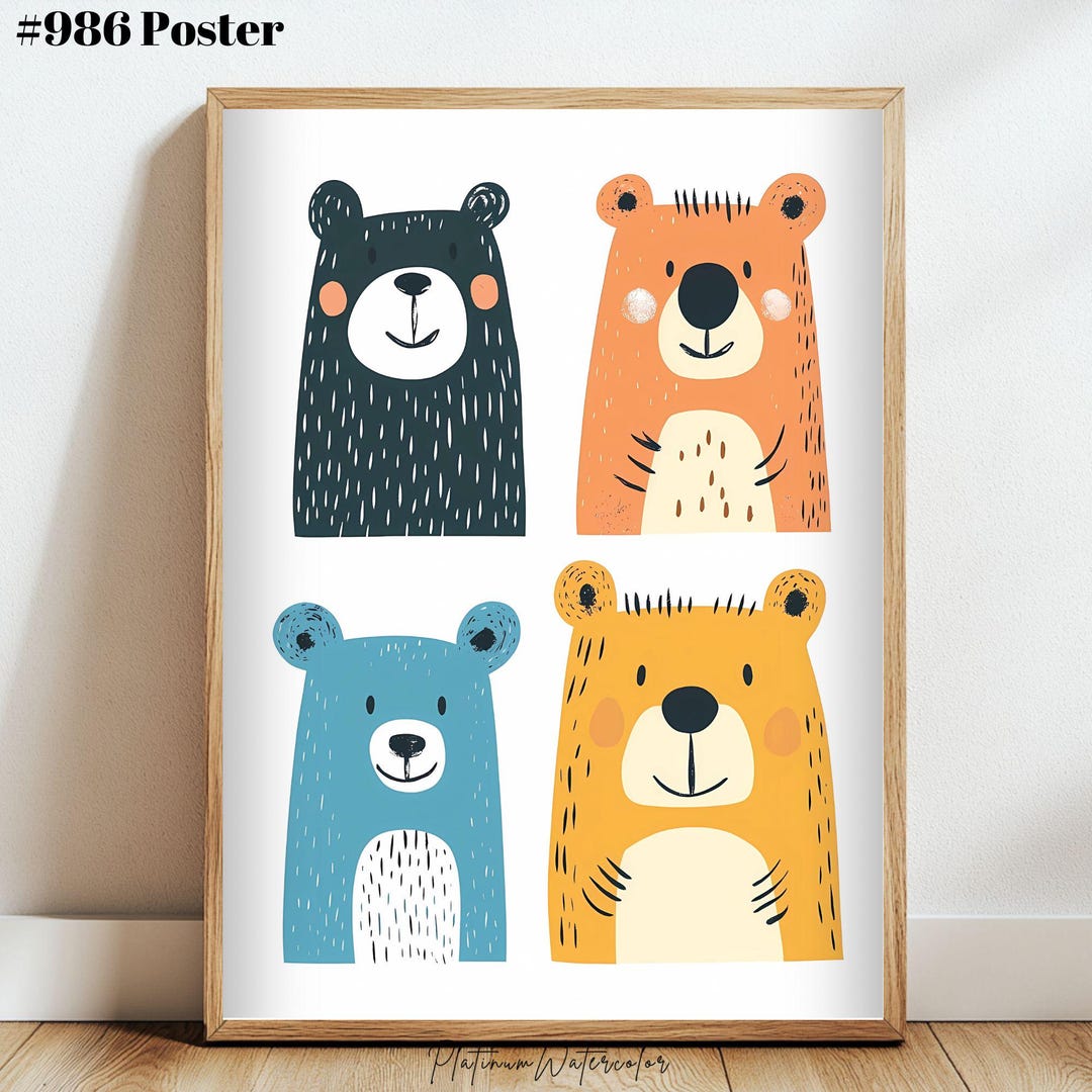 Cute Bear Poster, Instant Digital Poster – Ideal for Decorating a Child ...