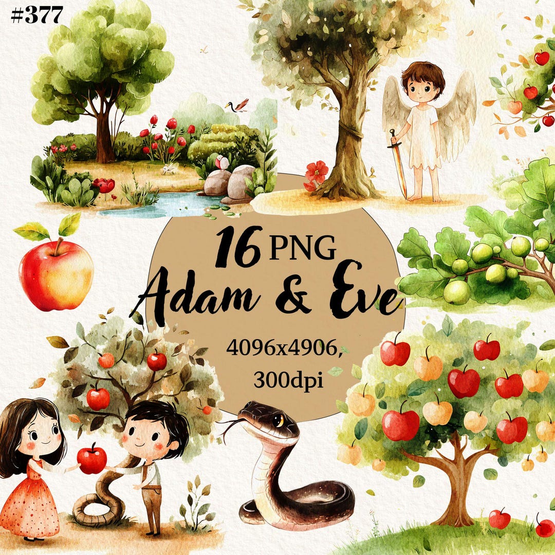 Adam and Eve Clipart Bundle, Religious Png, Transparent Background ...
