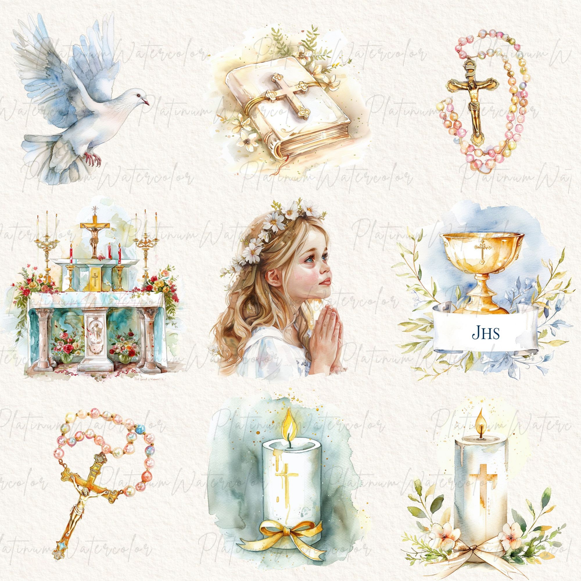 First Communion Clipart, First Holy Communion Clipart, Watercolor Clip ...