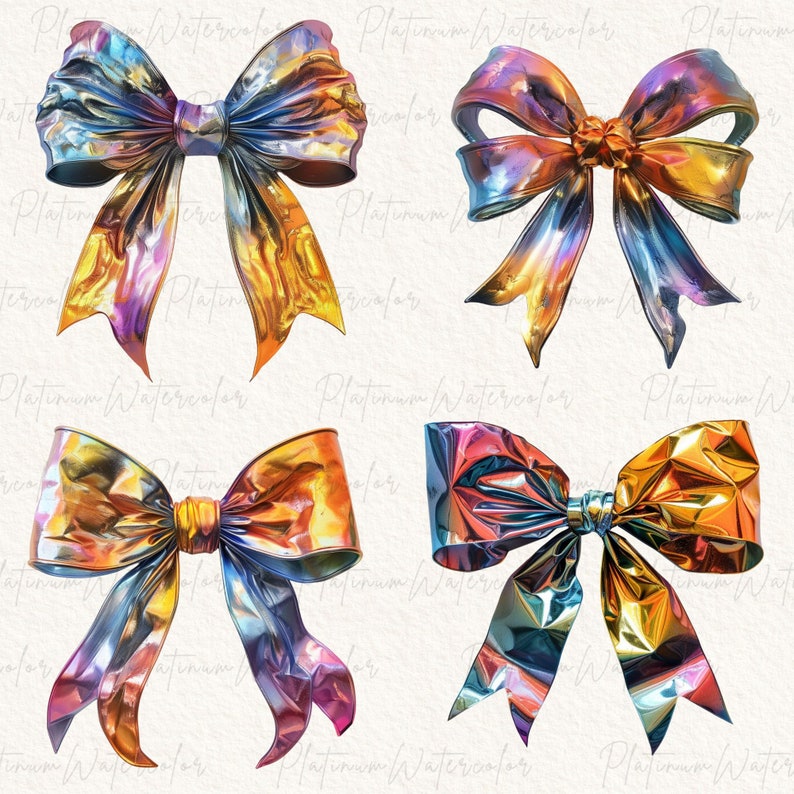 Rainbow Bow Clipart Bundle, Birthday Gift Bow PNG, Baby Shower Clipart ...