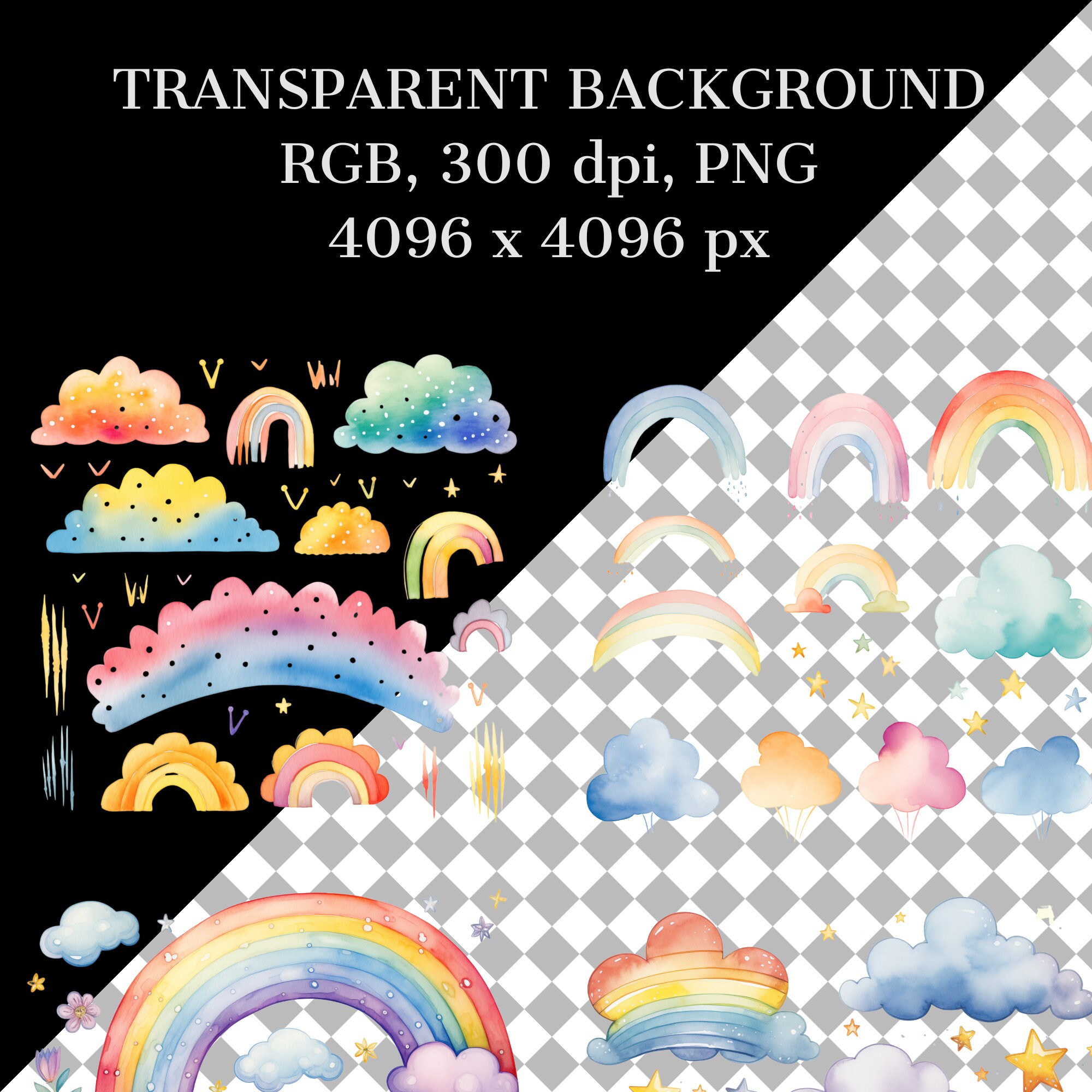 Rainbow Set Watercolor Clipart, Rainbow Bridge Clipart, Spring Clipart ...