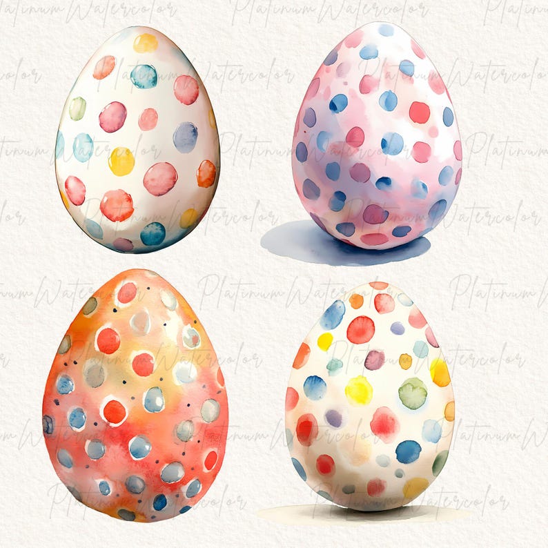 10 Watercolor Easter Egg Clipart Bundle, Easter Egg Png, Rainbow Easter ...
