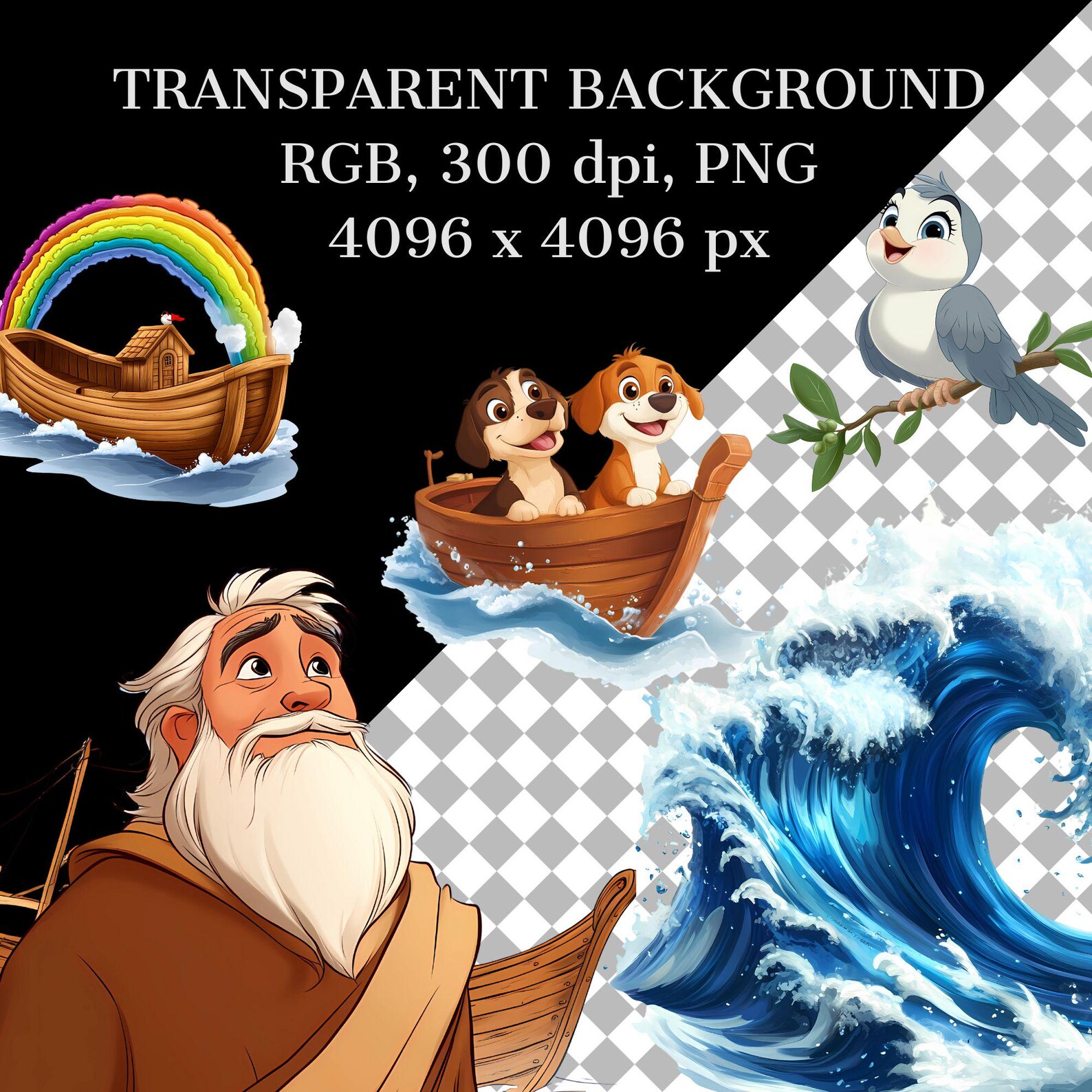 Noahs Ark Png, Clipart Bundle, Transparent Background, Digital Clipart ...
