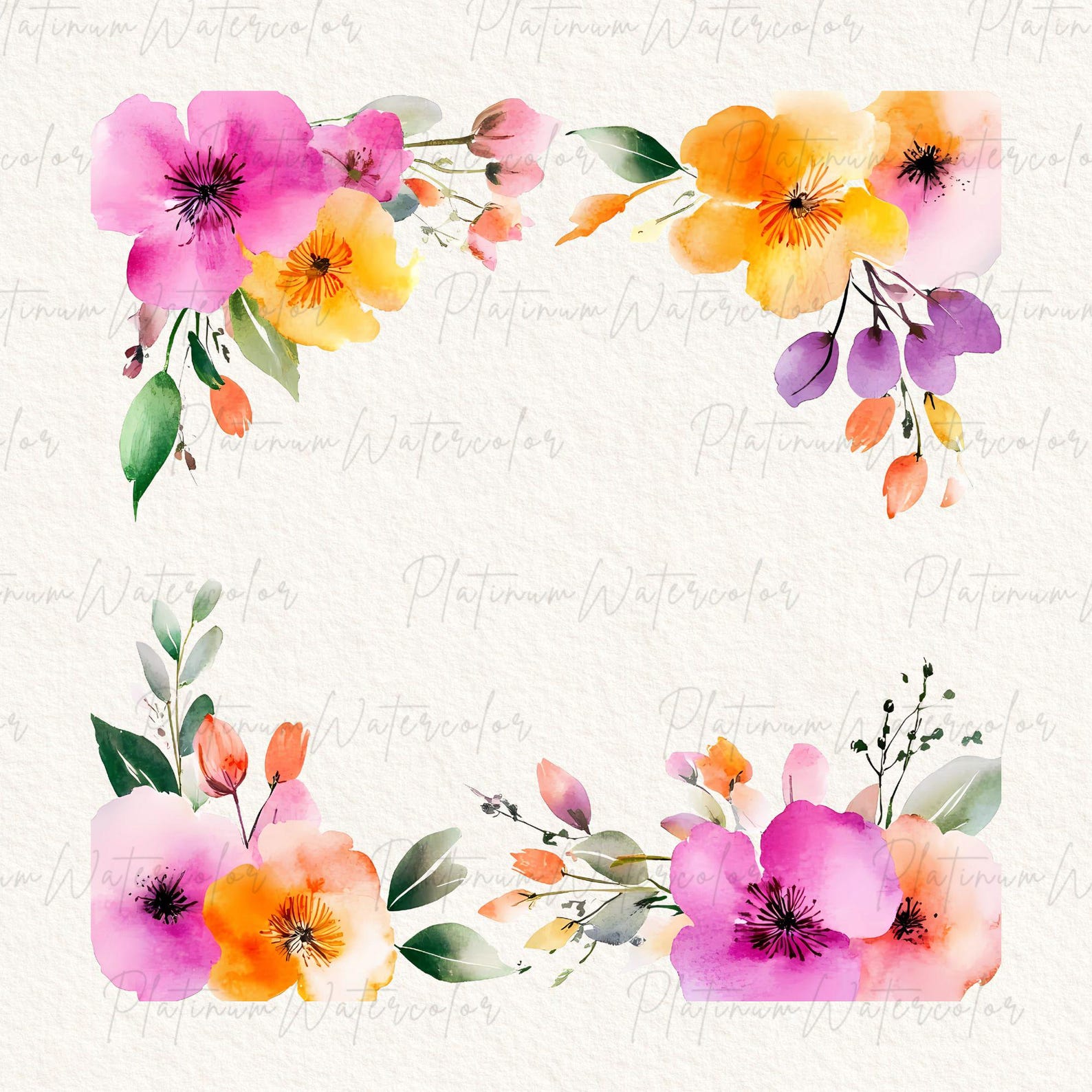 Floral Border PNG, Flower Clipart, Spring Clipart, Perfect for Digital ...