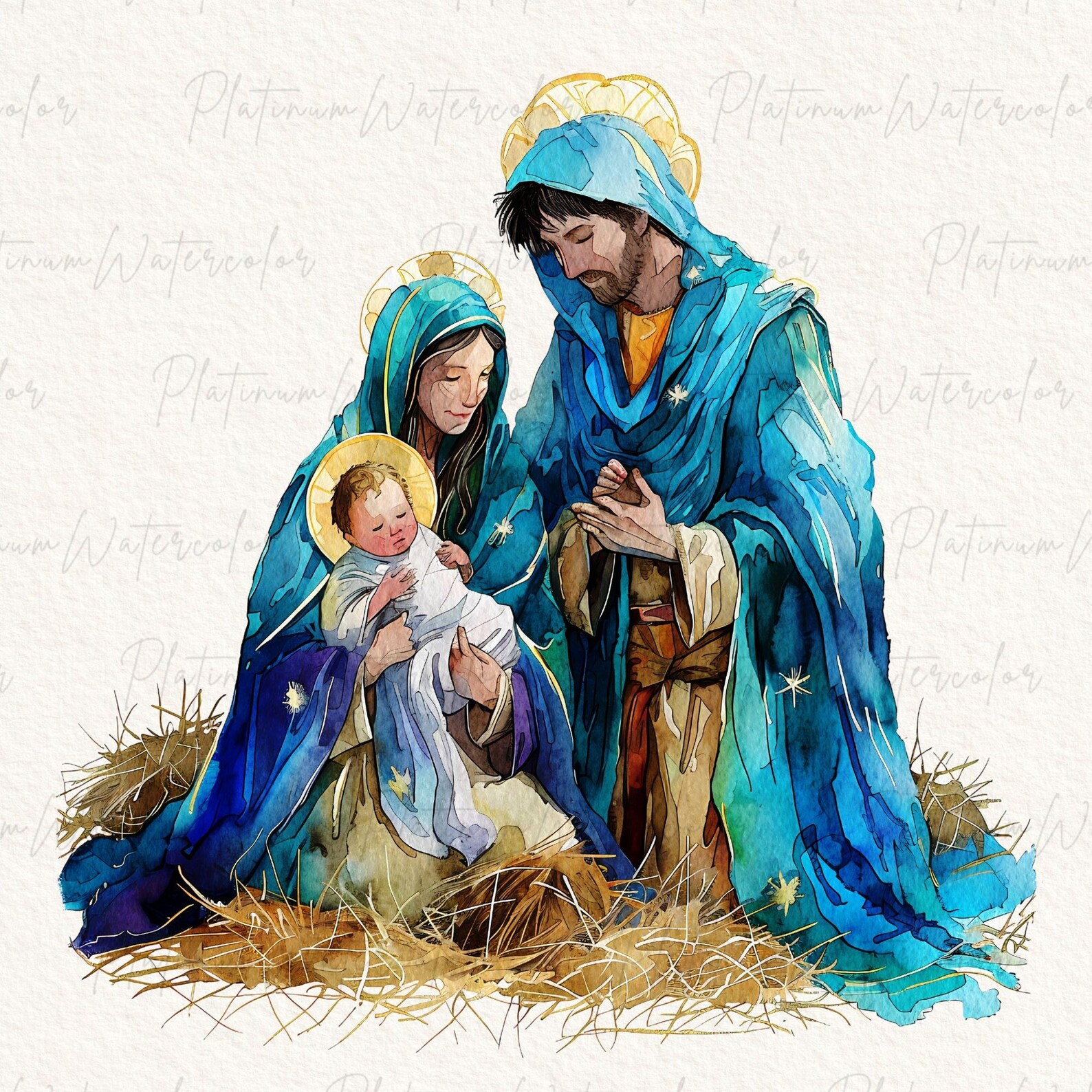 Nativity Set Clipart Bundle, Watercolor Christmas Clipart, Transparent ...