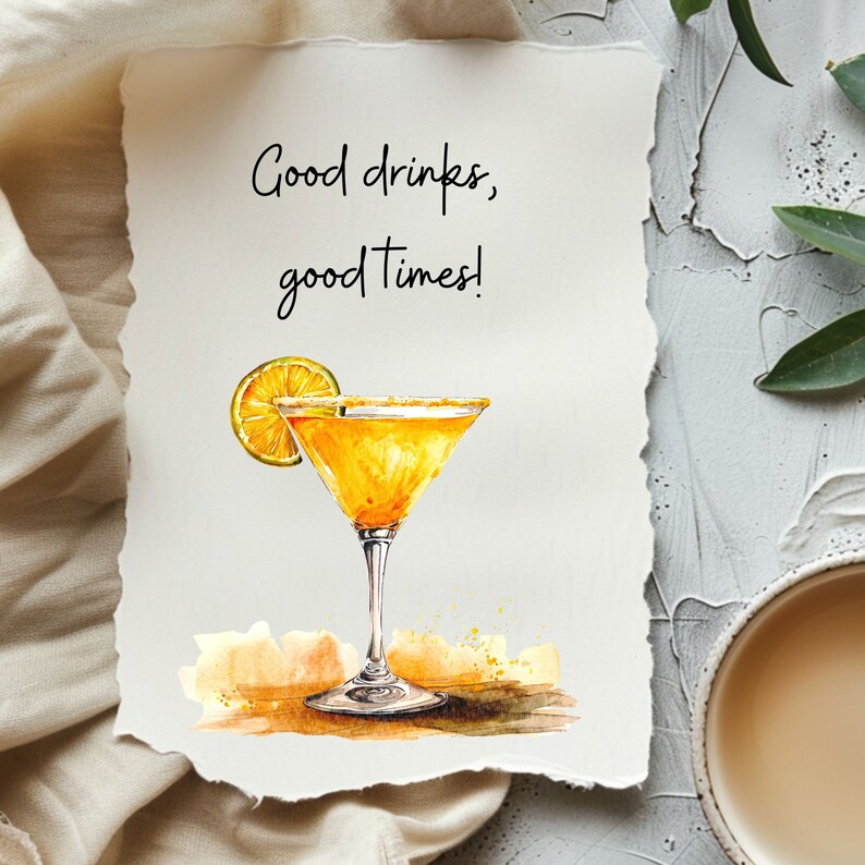 Sidecar Drink Clipart Bundle, Sidecar Drink Cocktail Illustration ...
