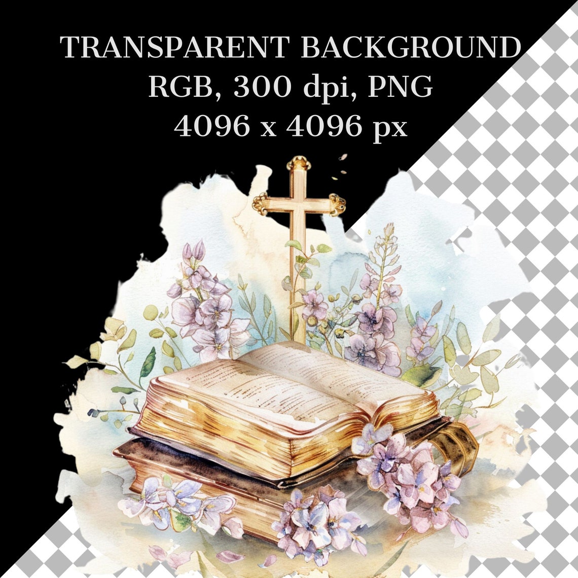 Bible Clipart PNG, Catholic Holy Bible Watercolor Clipart, Catholic Art ...