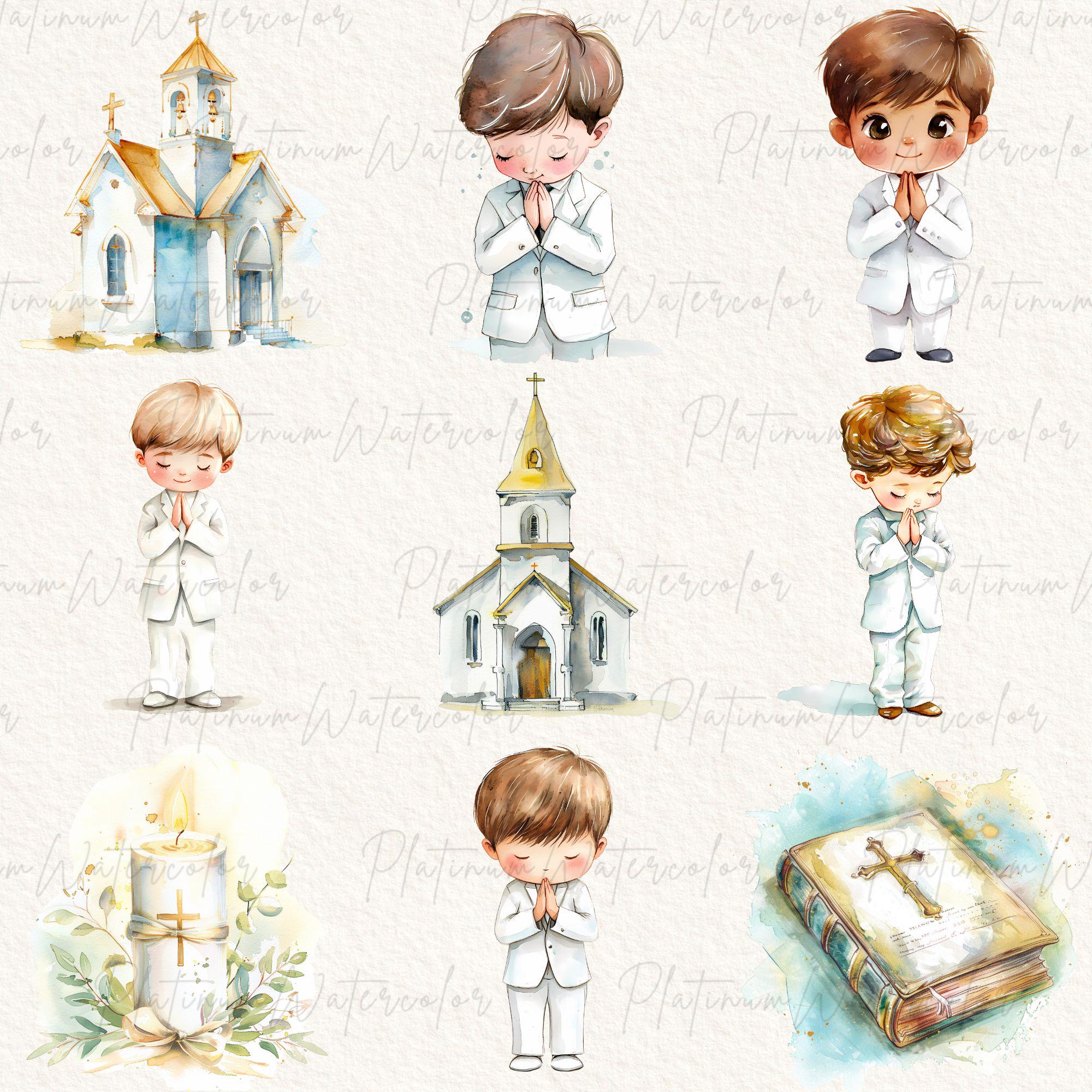 First Communion Clipart, First Holy Communion Clipart, Watercolor Clip ...