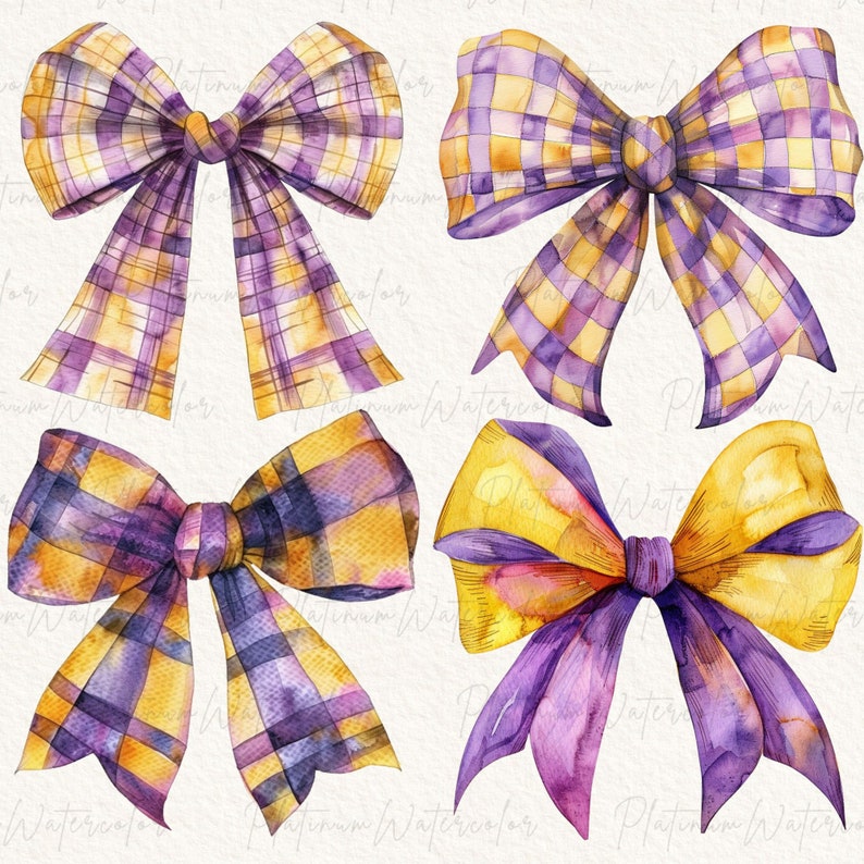 Watercolor Ribbon Clip Art, Watercolor Bows Set, Transparent Background ...