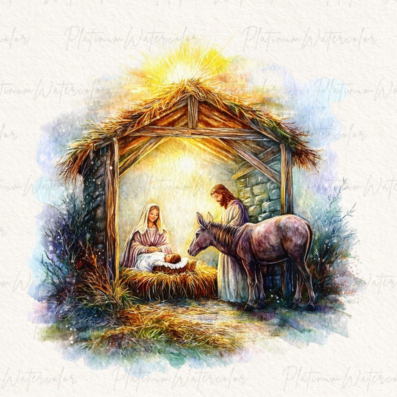 Nativity Set Clipart Bundle, Christmas Clipart, Transparent Background ...
