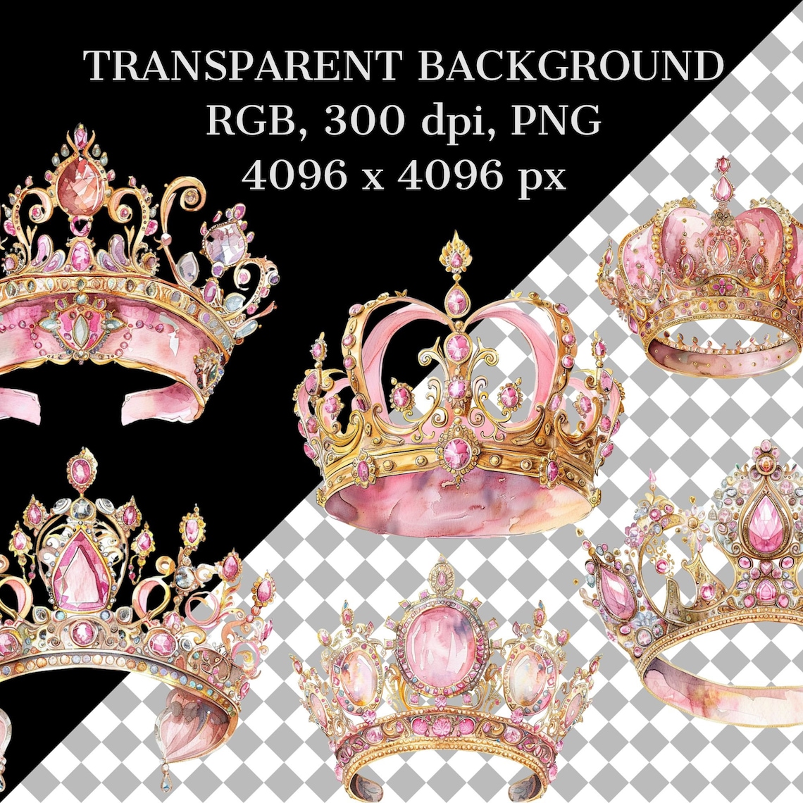 Prince Crown Clipart, Princesse Crown Clipart, Royal Graphics, Digital ...