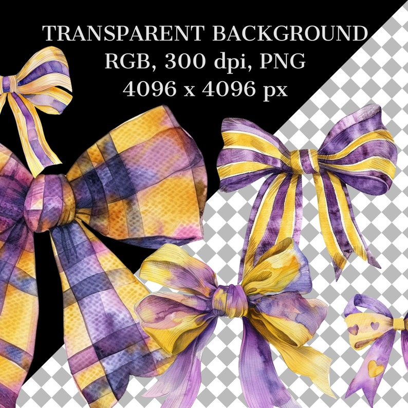 Watercolor Ribbon Clip Art, Watercolor Bows Set, Transparent Background ...